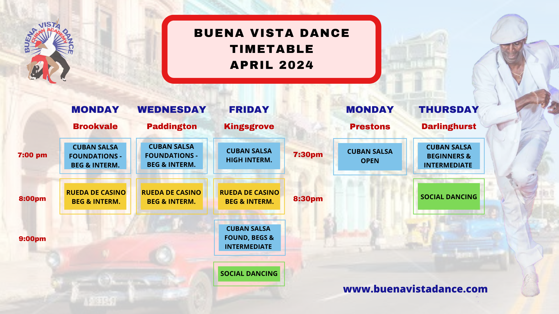 TIMETABLE – Buena Vista Dance Cuban Academy